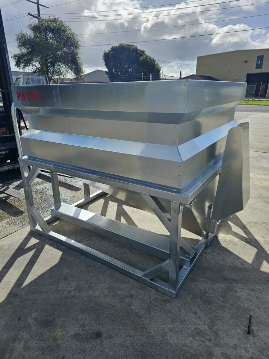 Discharge Bin – 1 Tonne Capacity – Side Chute Delivery – Paton Industries